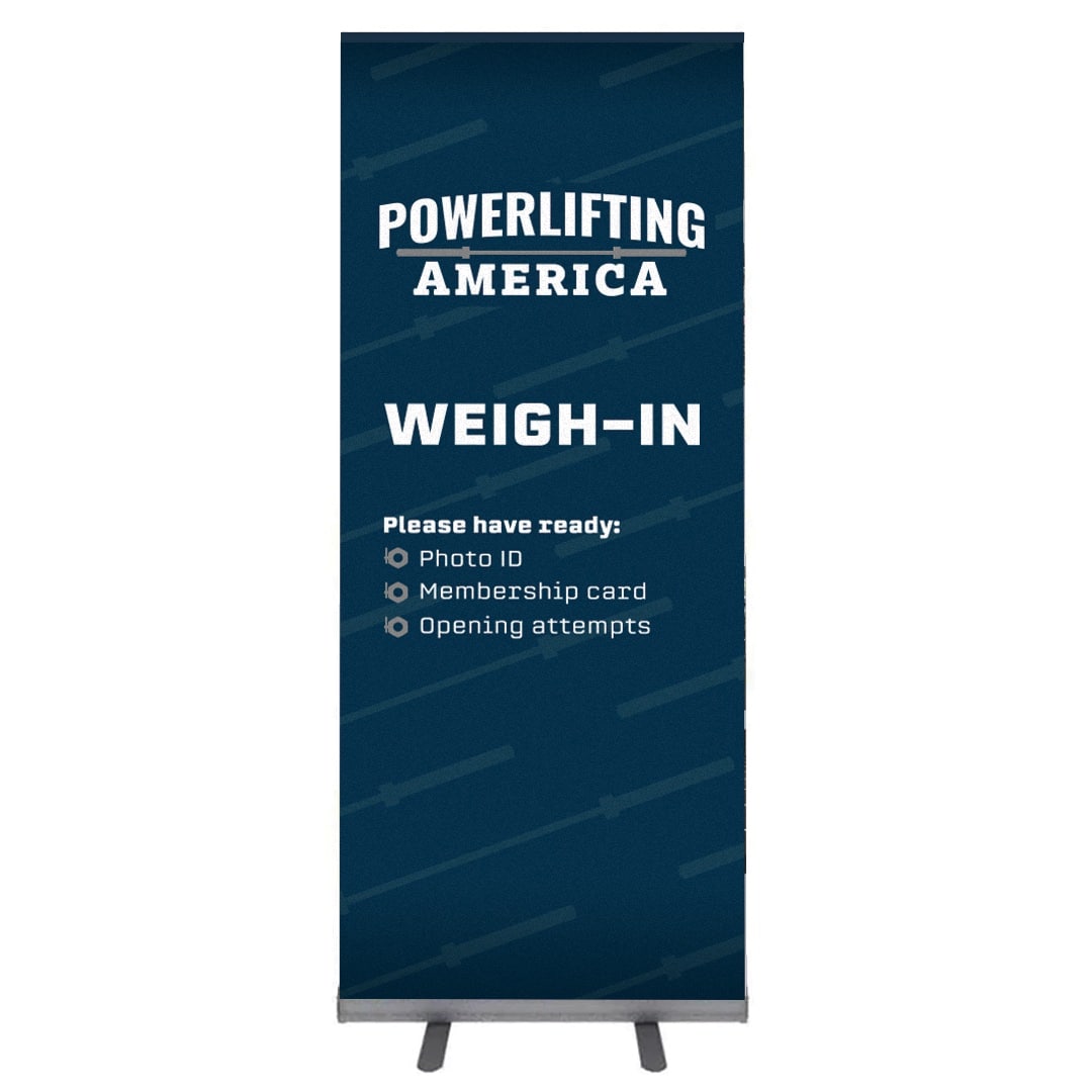 Powerlifting America Weight-In Retractable Banner - SignsRX