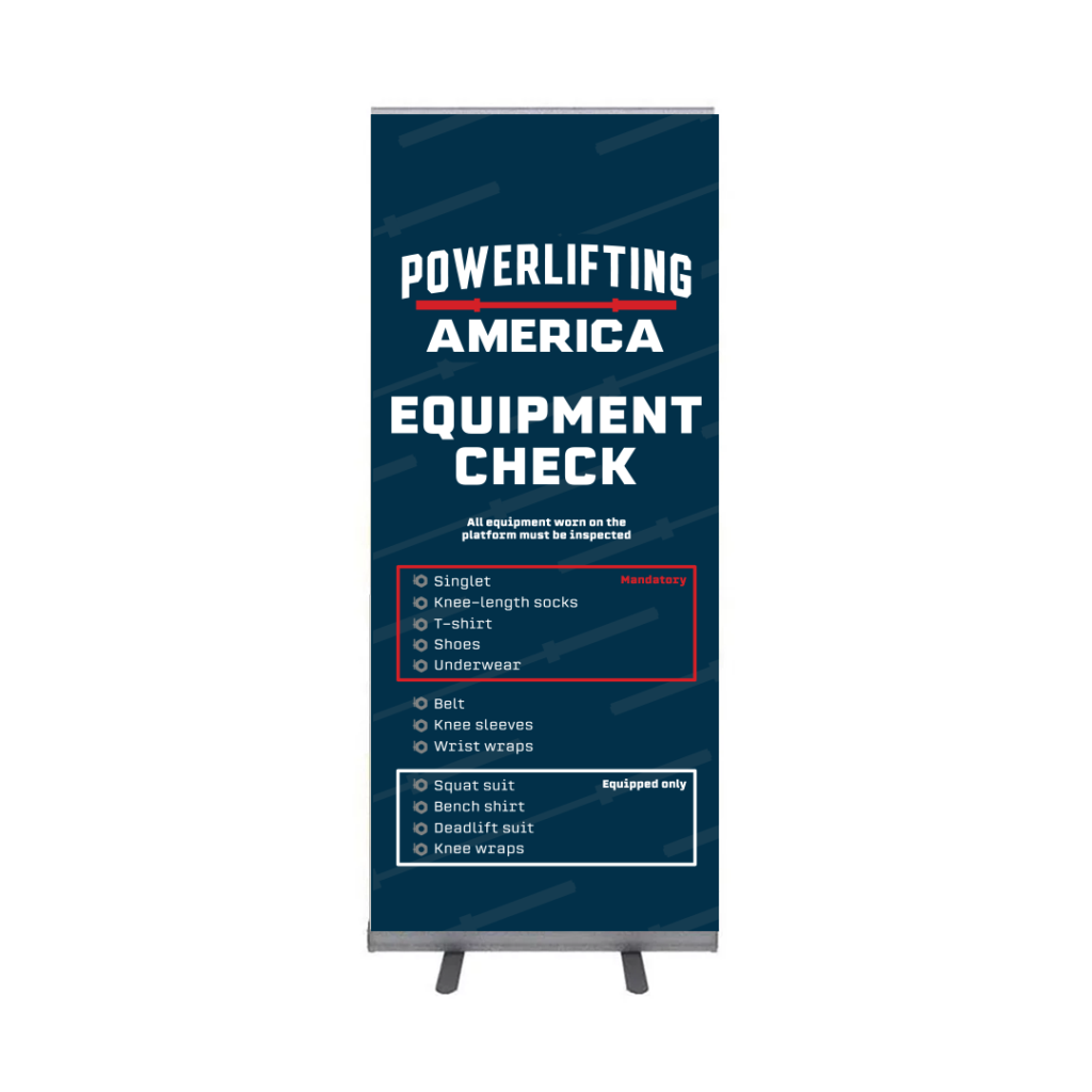 Powerlifting America Equipment Check Retractable Banner Stand - SignsRX